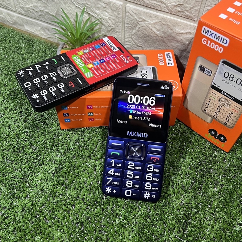 G1000 4G Basic Phone for Elderly Parents Mom FM Radio Speaker Loud Big ...