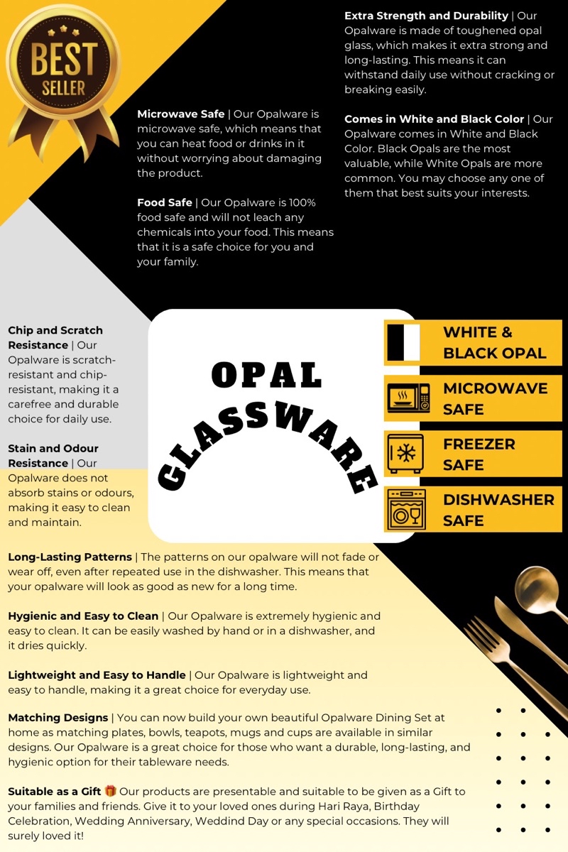 PINK CHELSEA | OPAL 🇲🇾 11" Buffet Plate (6pcs) Giacomo Heat Resistant Opal Glassware Dining Set ...