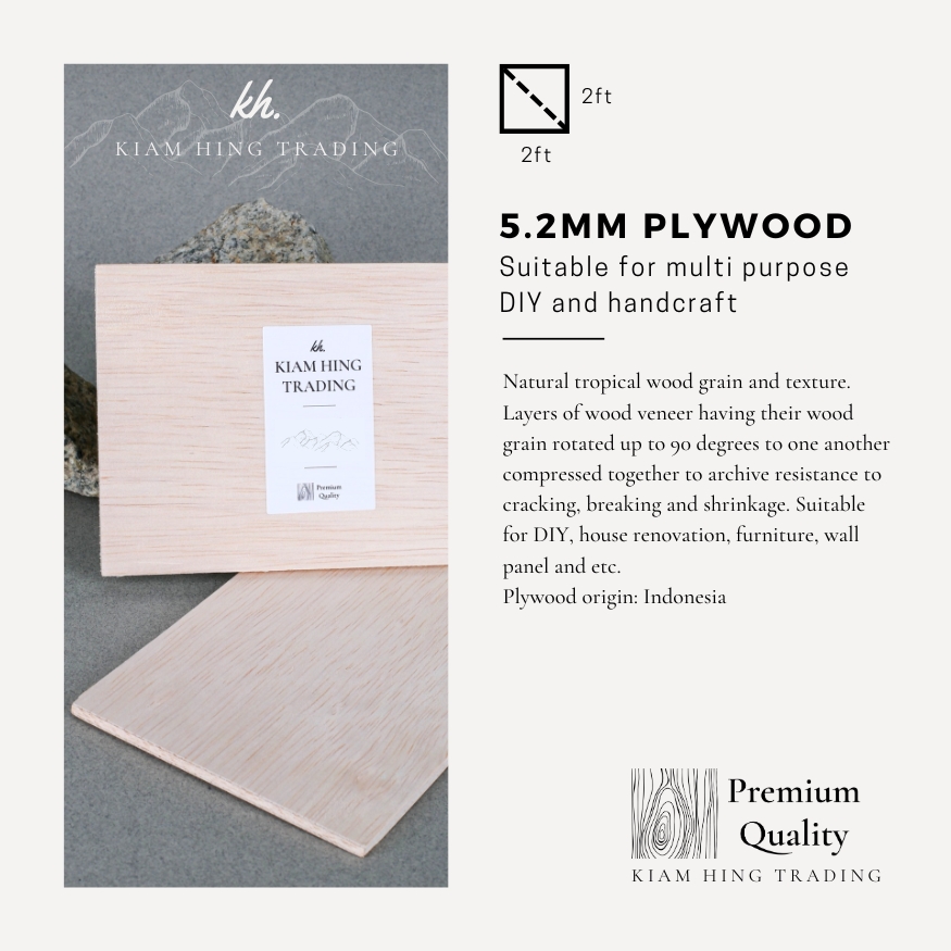 5.2mm Plywood (2ft x 2ft) DIY board sheet | timber panel wood | plywood ...