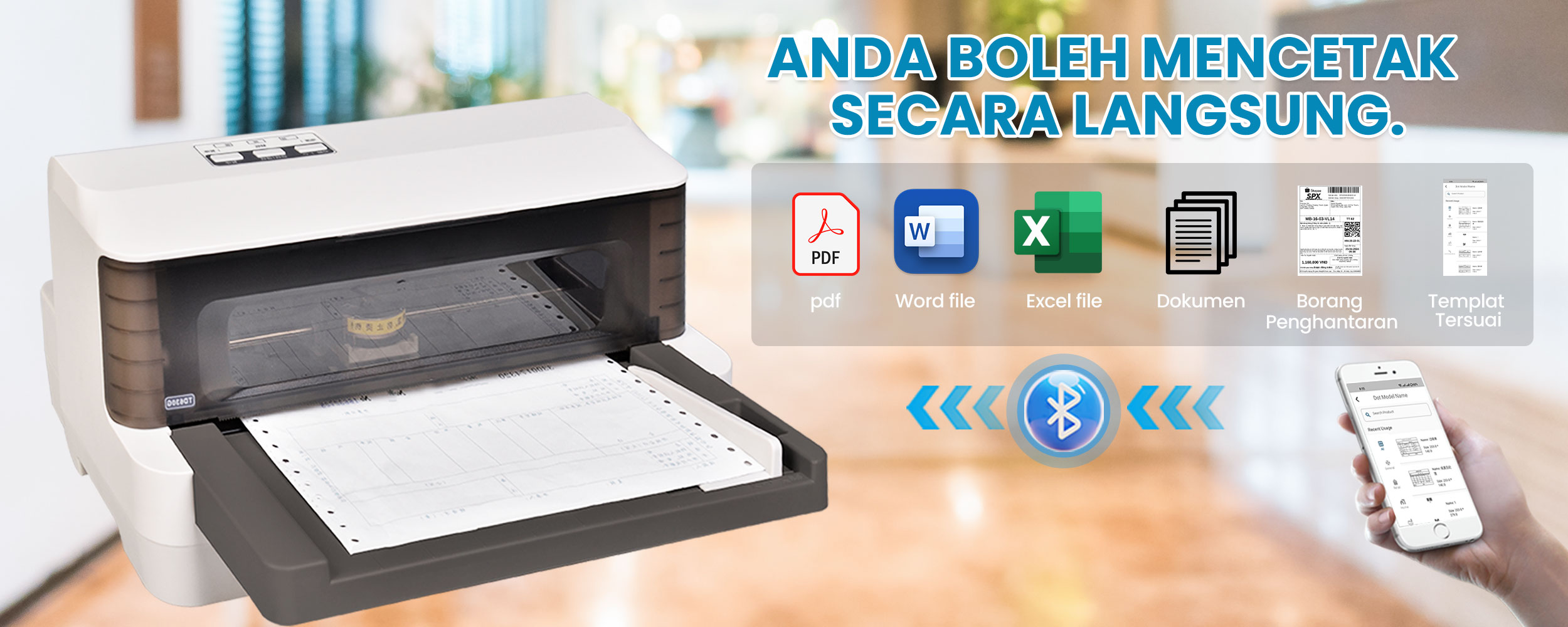 Dot Matrix Printer | Wifi, Bluetooth, USB Printing | 1+5 Copies Carbon ...