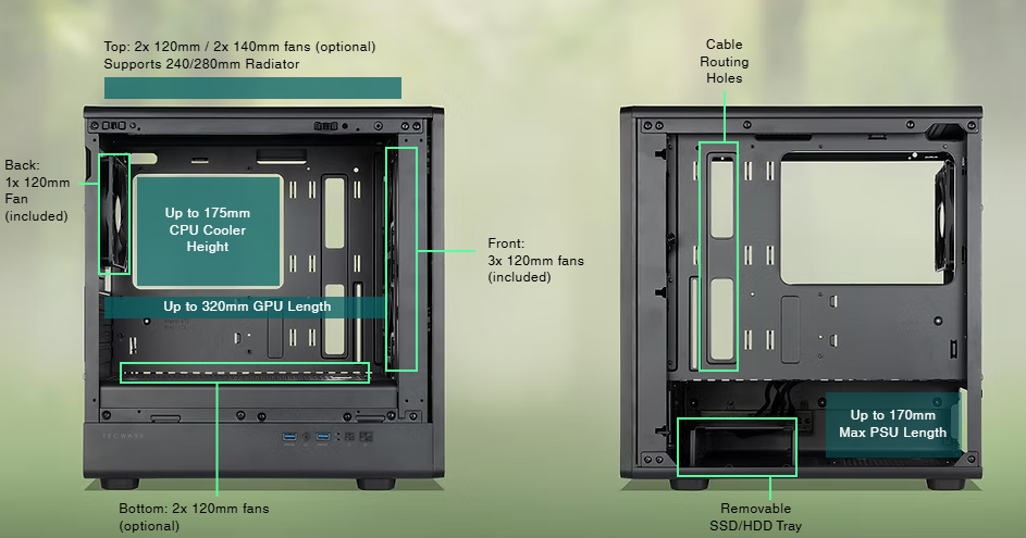 TECWARE [ Timber | Timber M ] Mid Tower High Airflow Case With Wood ...