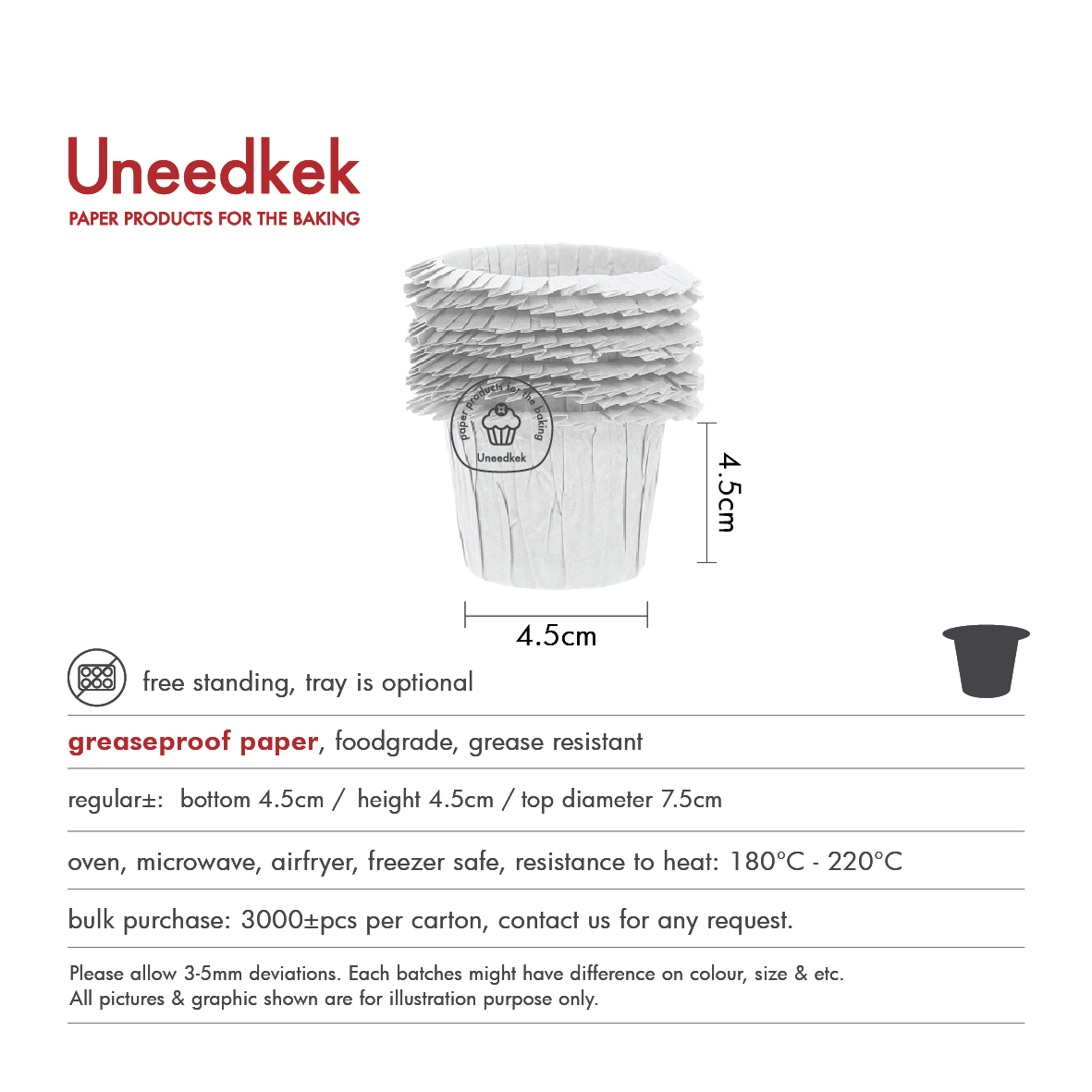 Uneedkek Hat Cupcake Cup Baking Paper Cup Bekas Kertas Kek 30±pcs ...