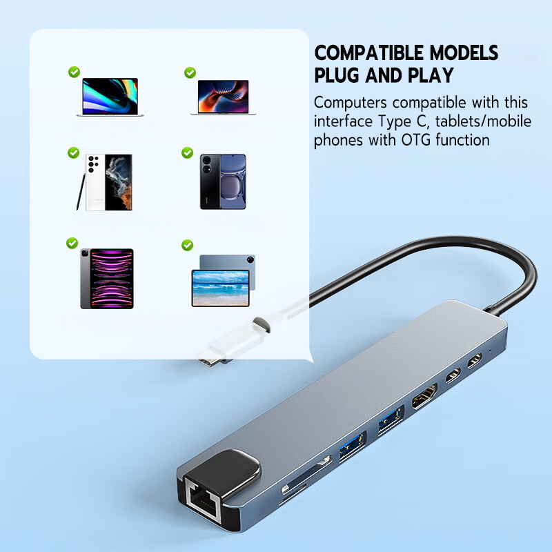 KL Stock！8-in-1 Type-C Hub Docking Station HDMI 4K SD Card Reader DS01 ...