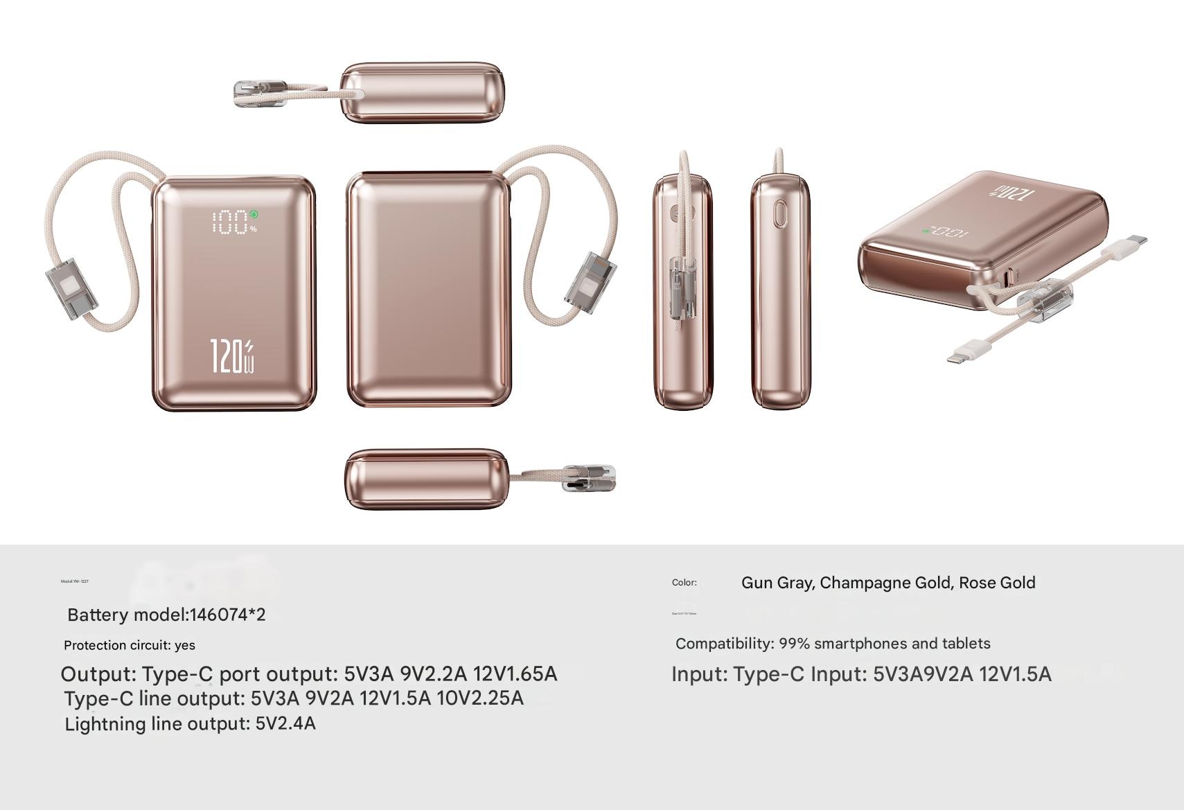 Power Bank 20000mAh 50000mAh PD 60W 120W Fast Charging Powerbank Built ...