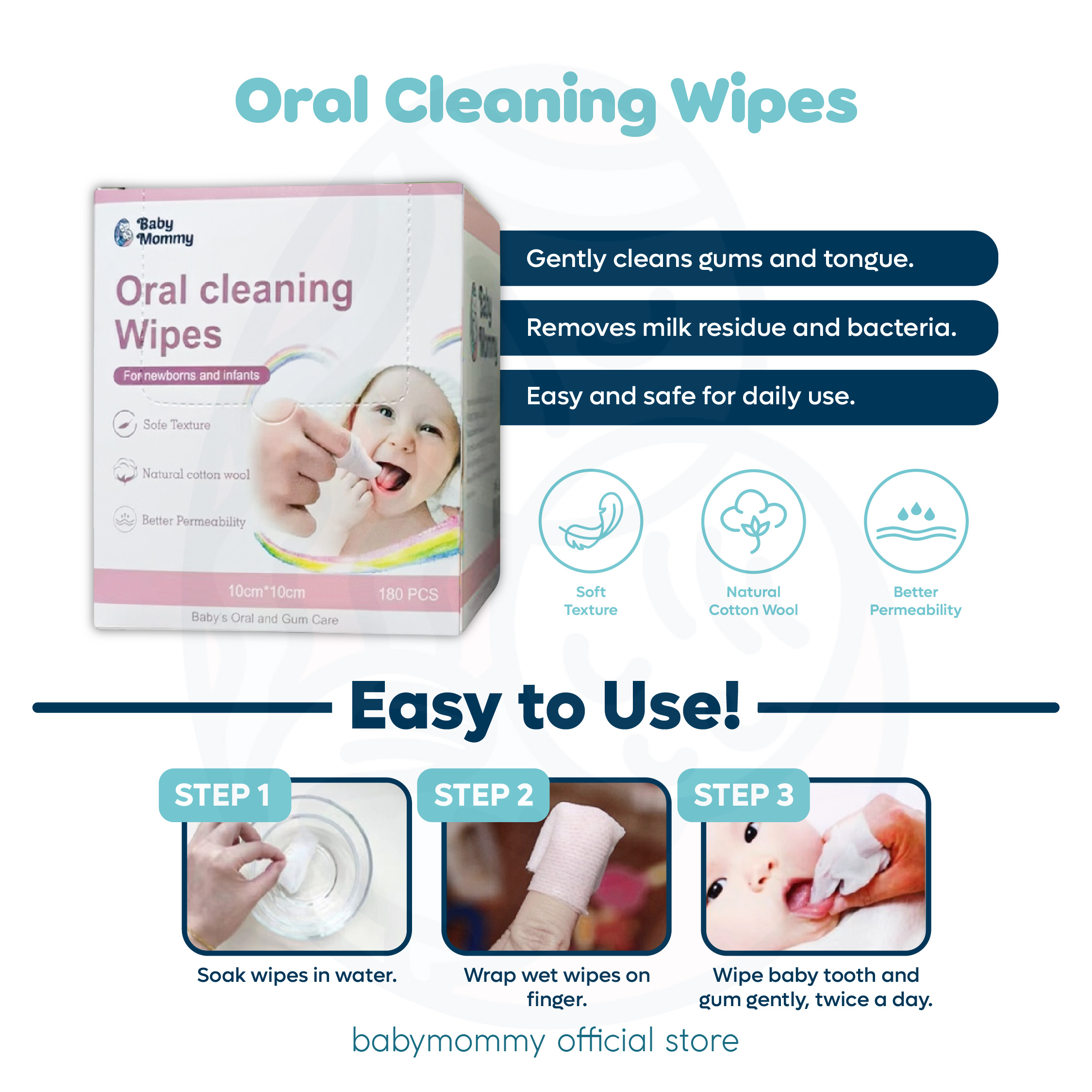 🇲🇾 ReadyStock 30 Pcs Upgraded Baby Cotton Swab Mouth Tongue Cleaner ...