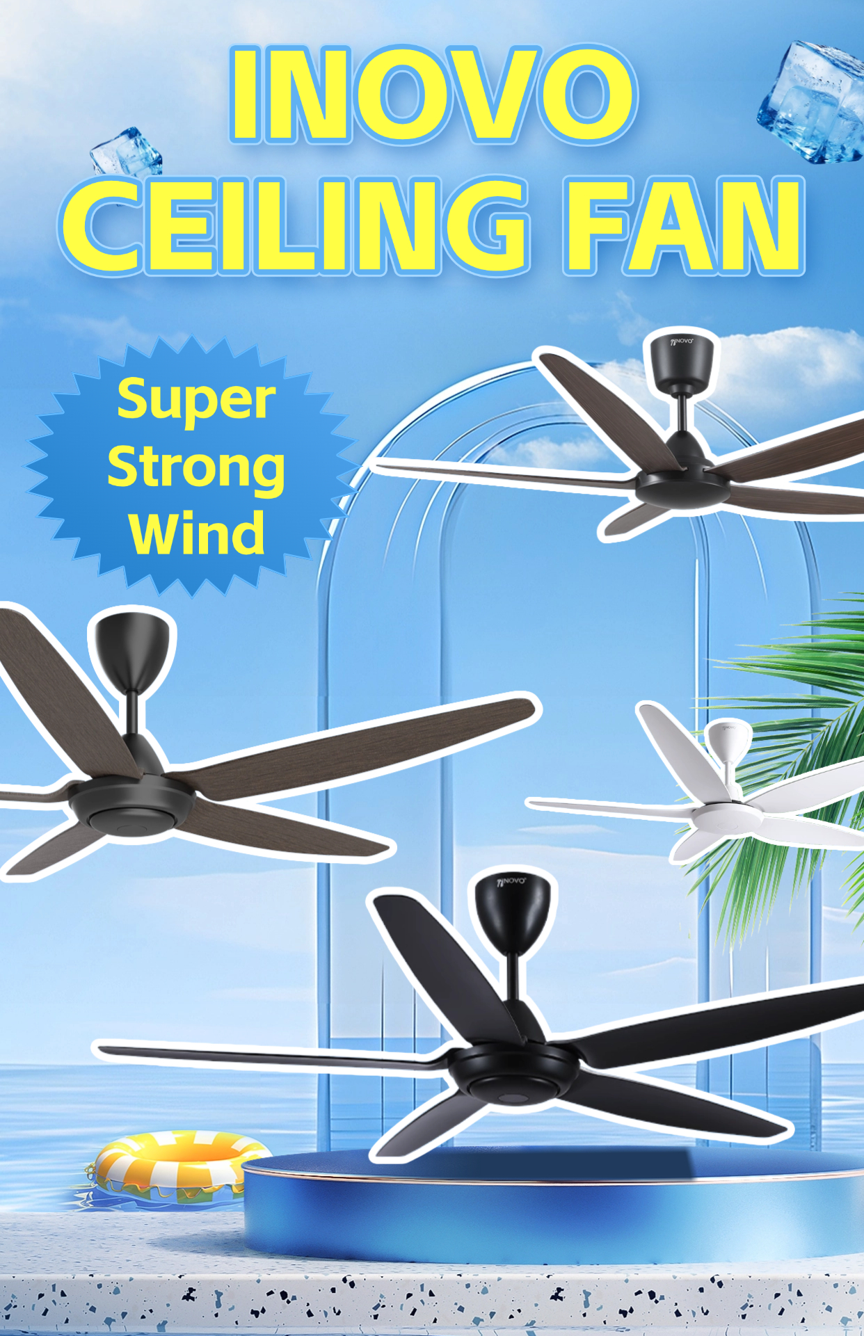 🔥INOVO🔥 V18/M7 DC Ceiling Fan with Light RF-Remote Control 16Speed ...