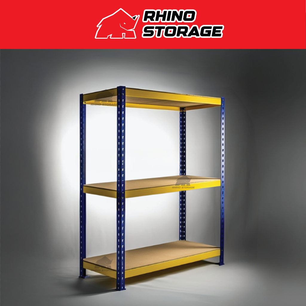 SAFE&CO Yellow Blue 3 Level Rak Besi Bertingkat Boltless Rack Shelf ...