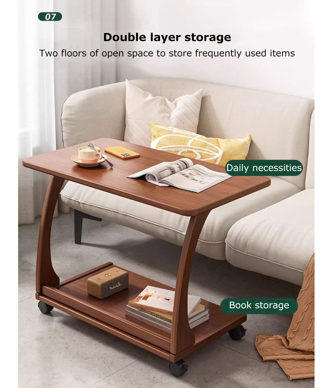 🔥Ready Stock🔥Side Table Movable Coffee Table With Wheels Bedside Table ...