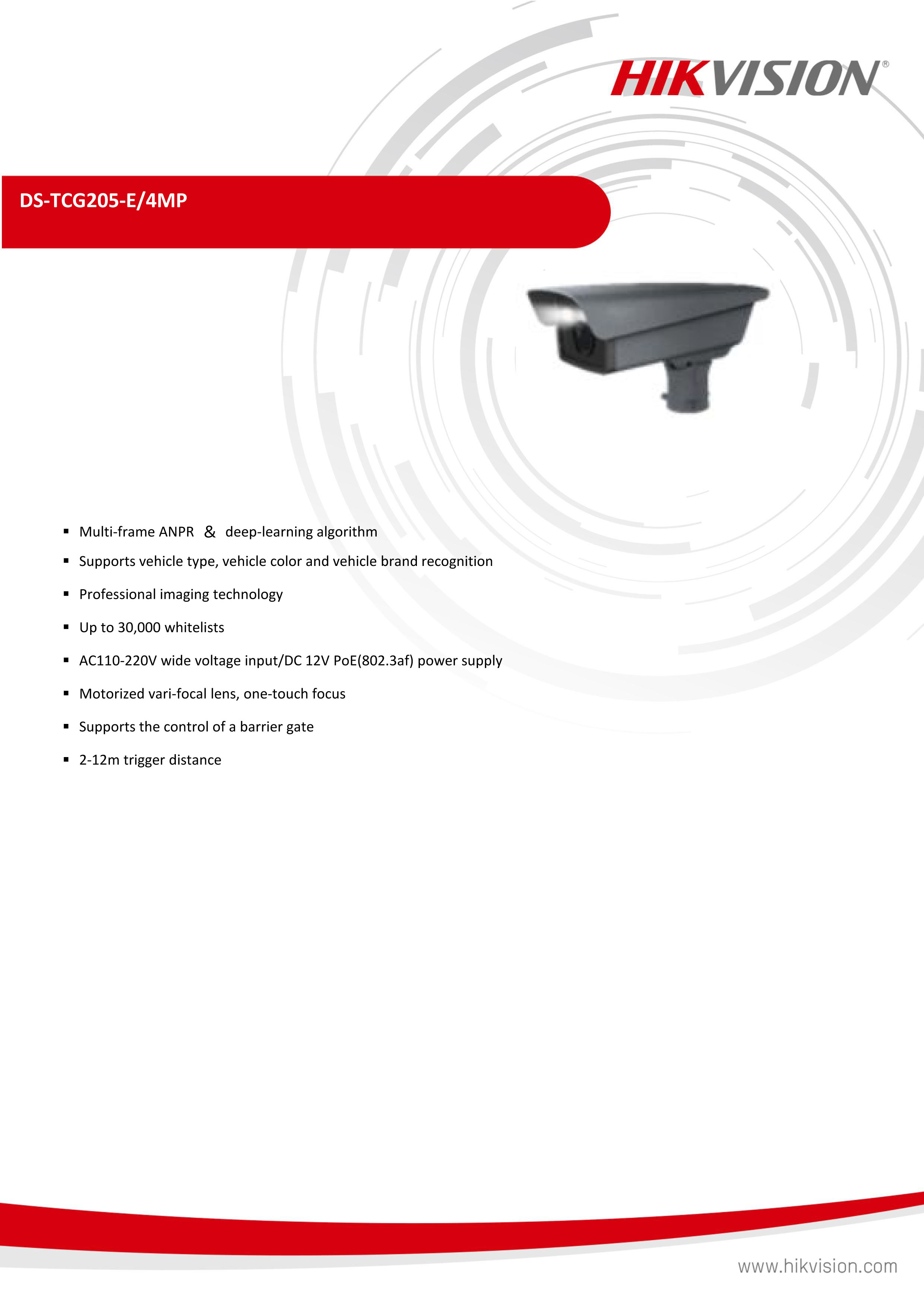Hikvision DS-TCG205-E/4MP Varifocal 4MP Entrance & Exit ANPR ...