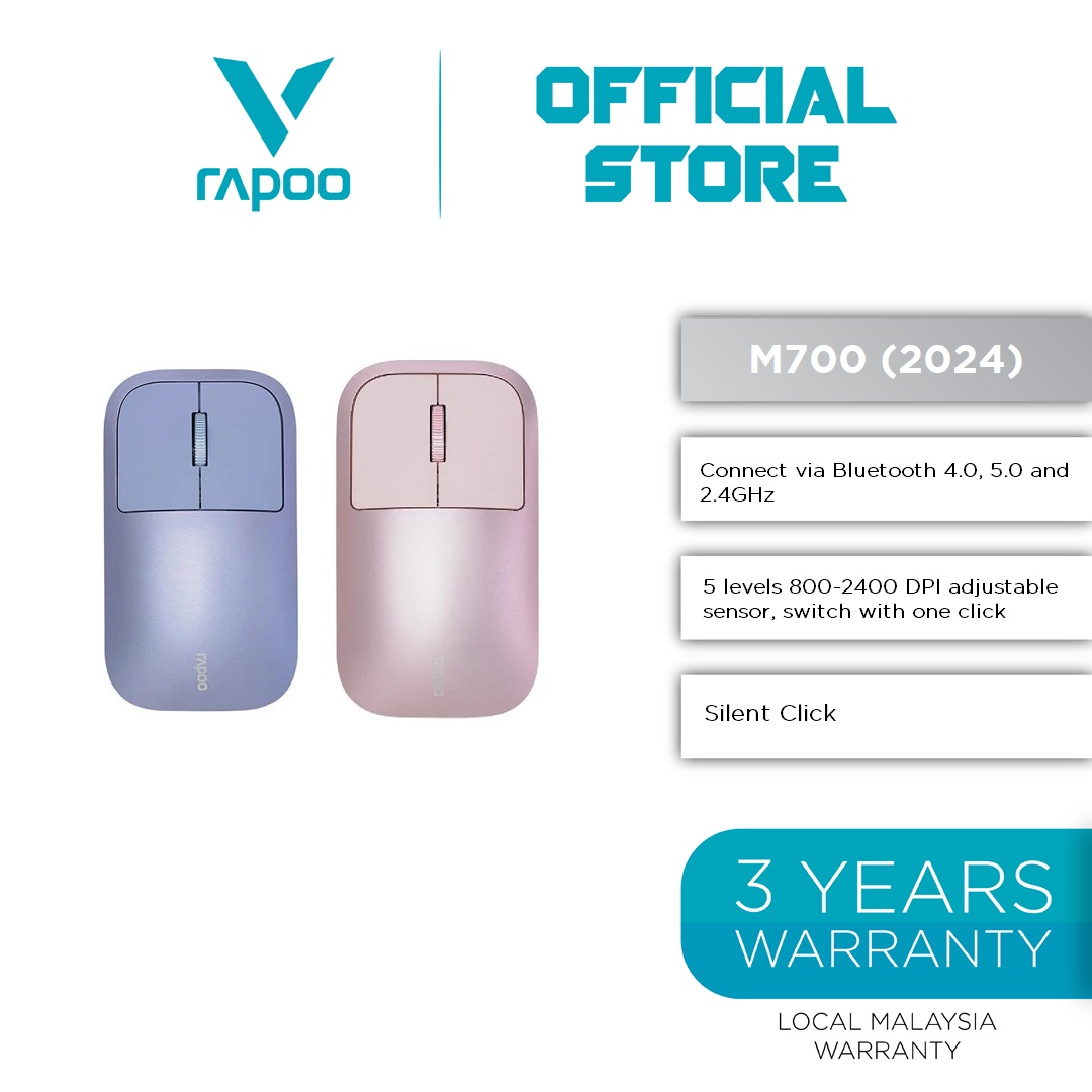 RAPOO M700 Bluetooth 4.0 / 5.0 / Wireless 2.4GHz SILENT OPTICAL MOUSE ...