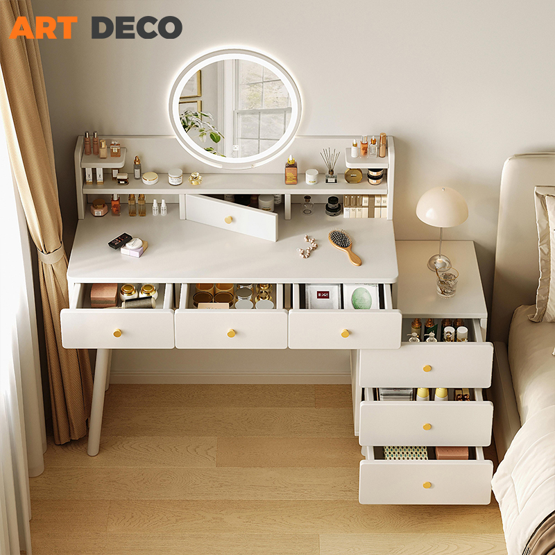 Makeup Table Dressing Table Almari Solek With LED Mirror Meja Solek ...