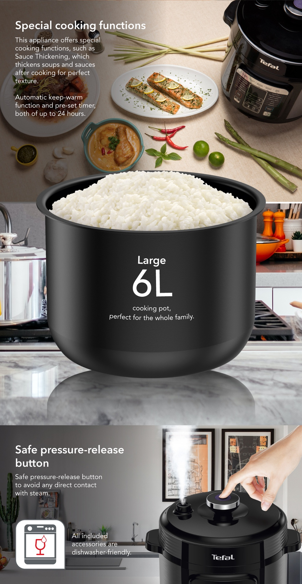 Tefal Home Chef Smart Multicooker (Pressure Cooker) with FREE Inner Pot ...