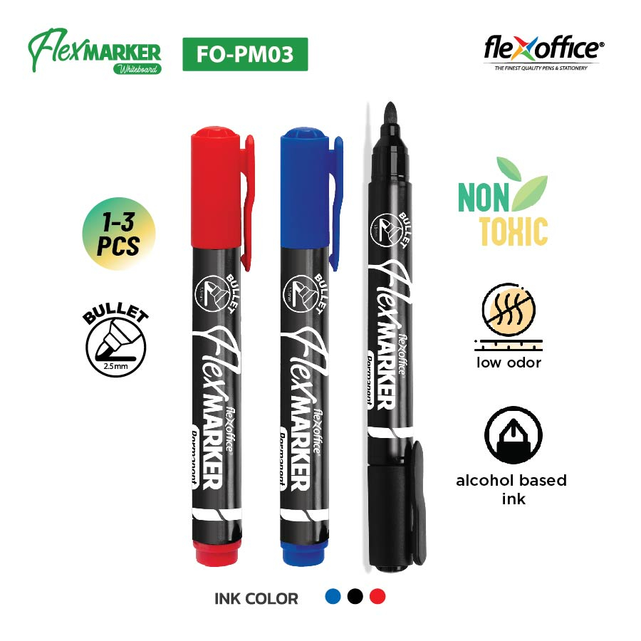 FlexOffice Flexmarker Permanent Marker - Black/Blue/Red (1.5mm x 1 Pc ...