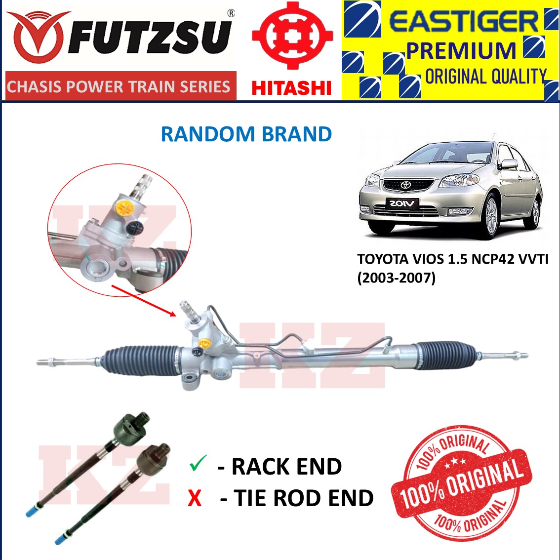 TOYOTA VIOS 1.5 NCP42 VVTI (2003-2007) POWER STEERING RACK | Shopee ...