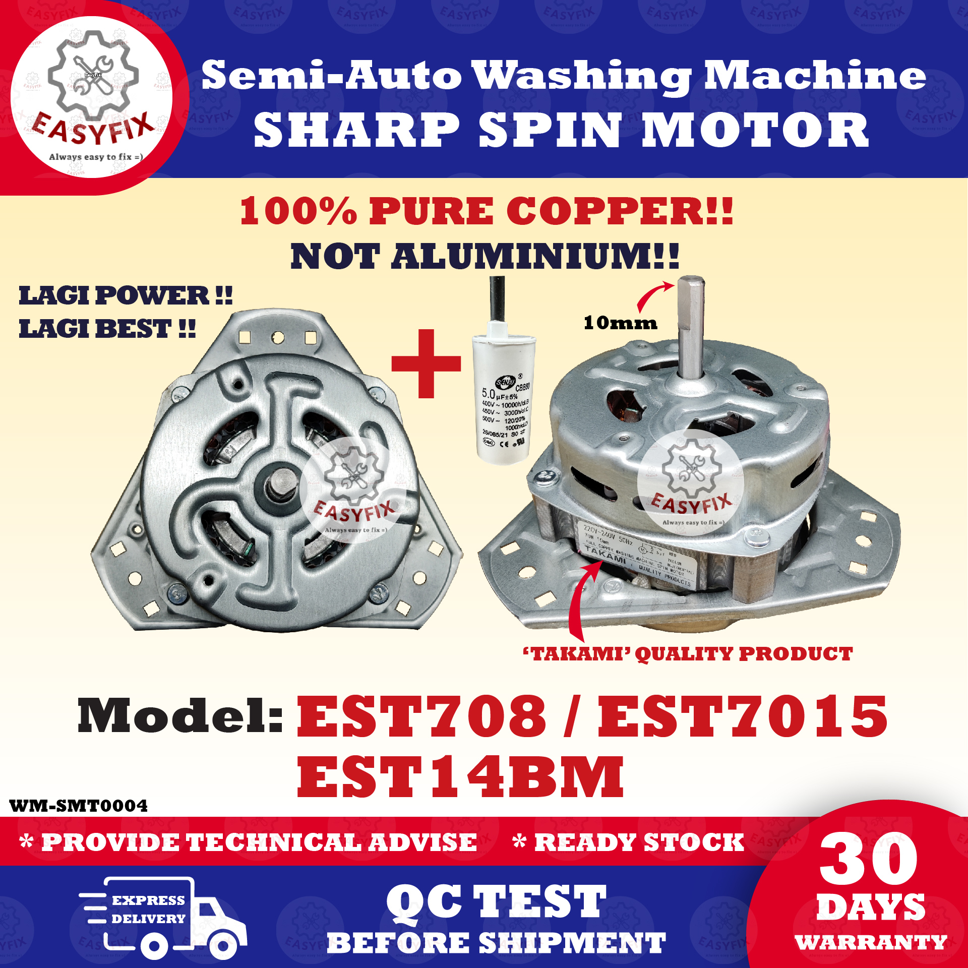 EST708 / EST7015 / EST14BM SHARP SEMI-AUTO WASHING MACHINE SPIN MOTOR ...