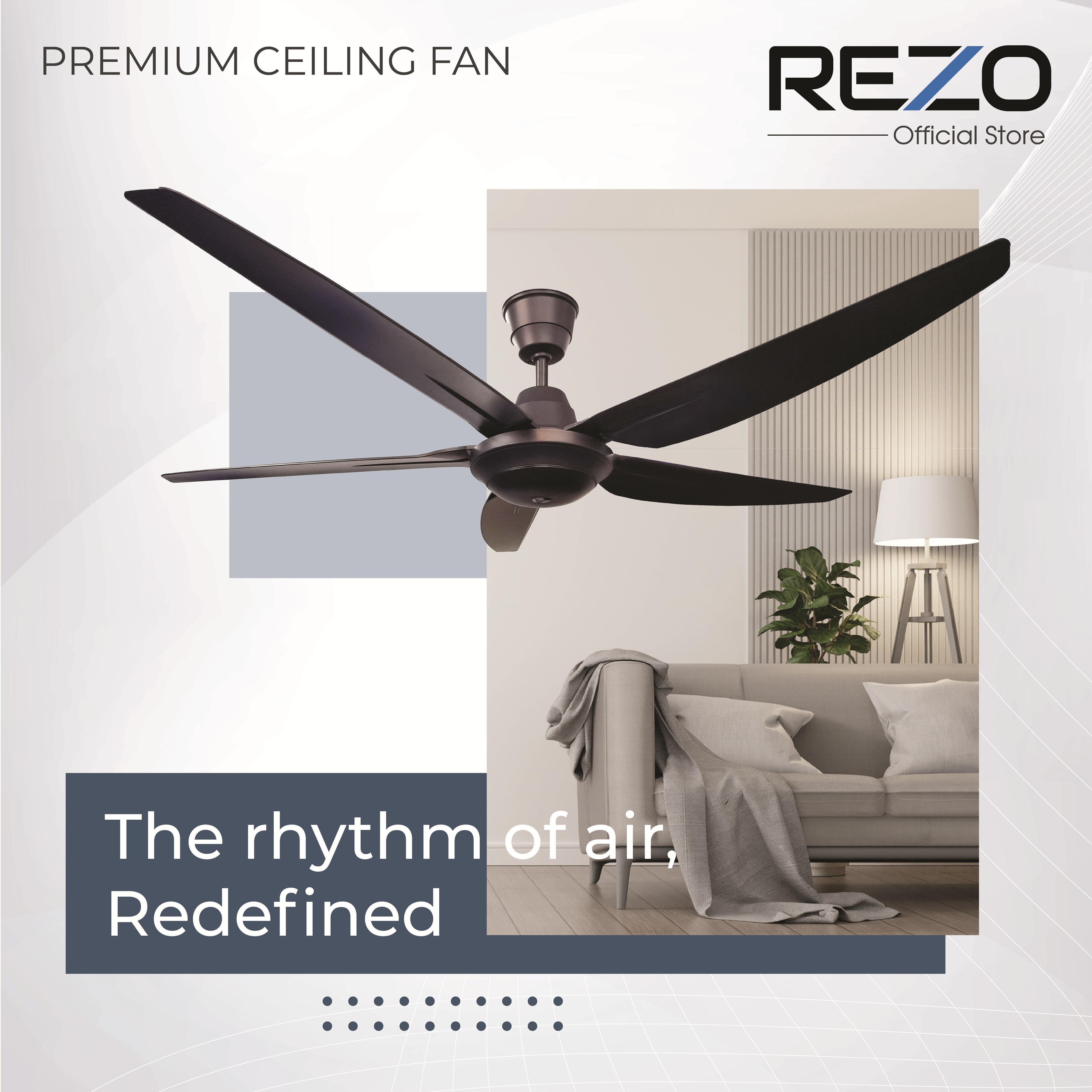 REZO Ventus Series 54" 5 Blades AC Motor Ceiling Fan With Remote [ MY56 ...
