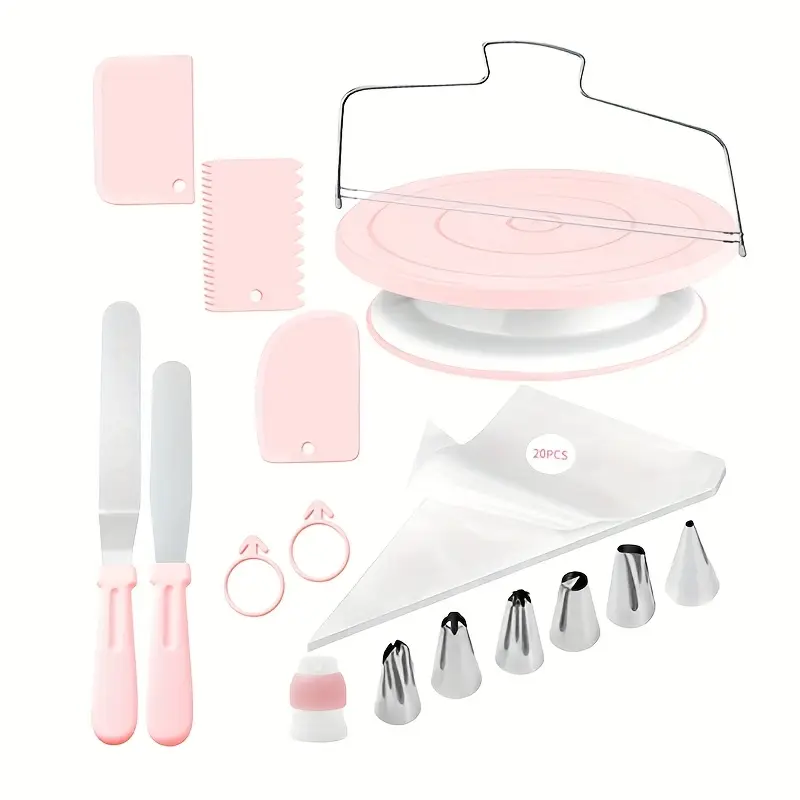 36-Piece Cake Decorating Set - Turntable,Piping Nozzle, Scrapers & More ...