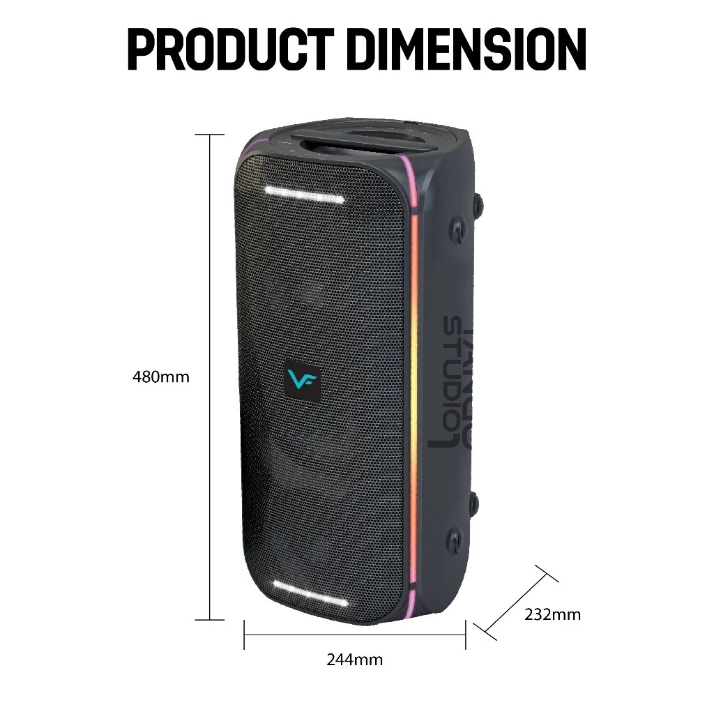 VINNFIER TANGO STUDIO 1 250W MAX KARAOKE PORTABLE BLUETOOTH SPEAKER WITH 2 WIRELESS MICROPHONE ...