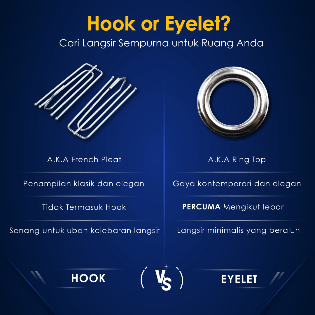 SCS.MY A12 Silky Hook/Ring Blackout Curtain (260cm) | Shopee Malaysia