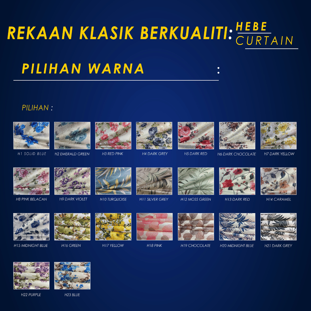 SCS.MY H16 Hebe Hook/Eyelet Flower Curtain (170cm-220cm) | Shopee Malaysia