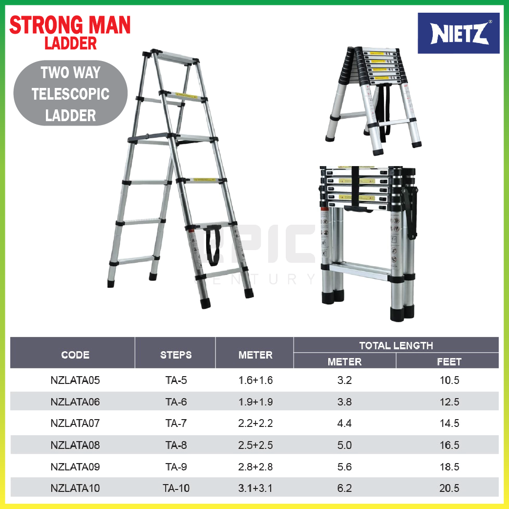 Strongman Telescopic Ladder Full Range ( Single And Two Way) | Shopee ...