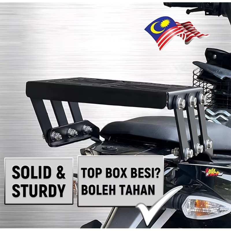 Rack Lipat V2 6mm Foldable Heavy Duty Top Box Bracket Rak LC Y15 Y16 ...