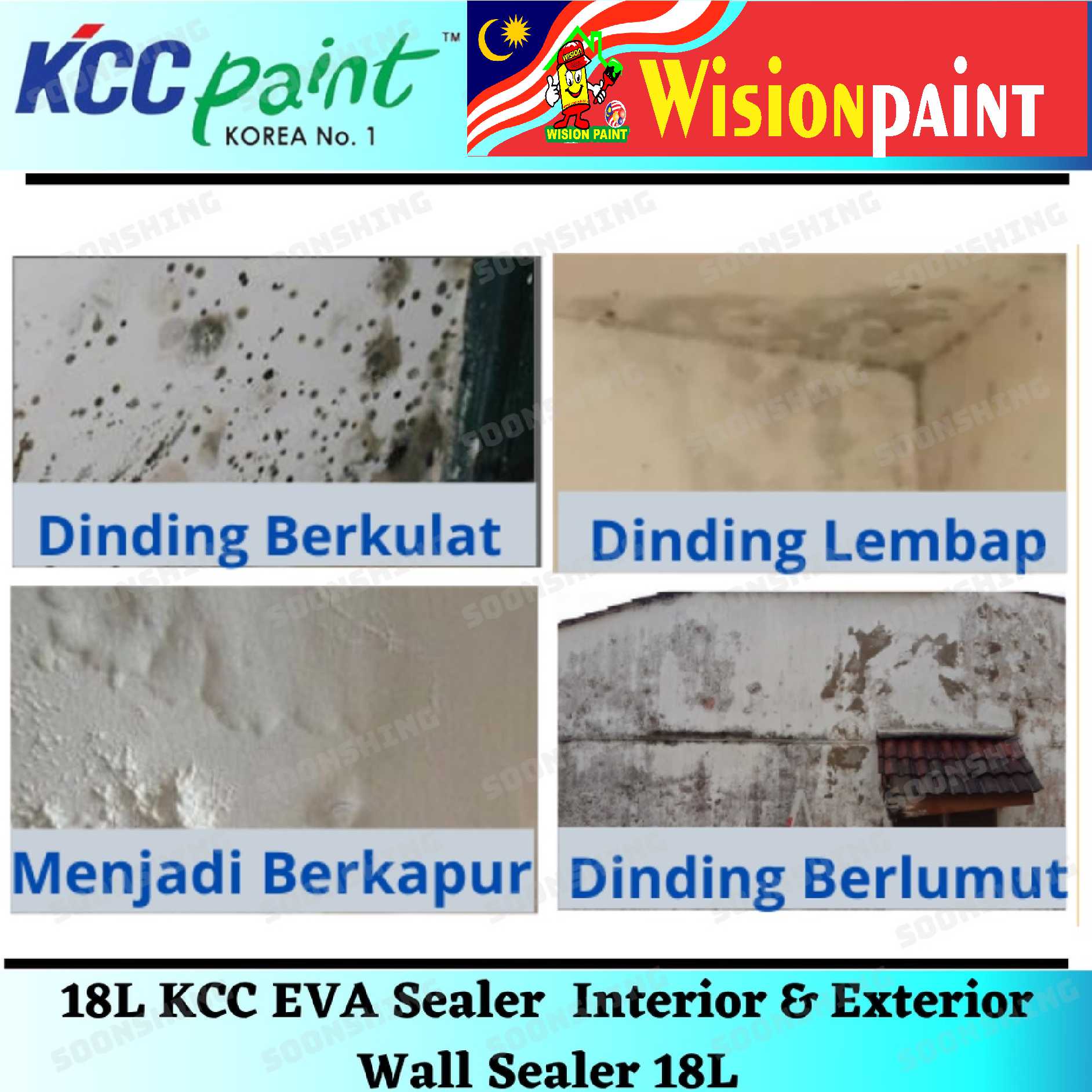 5L KCC EVA Sealer Interior & Exterior Wall Sealer Undercoat White ( FREE 7" ROLLER SET ...