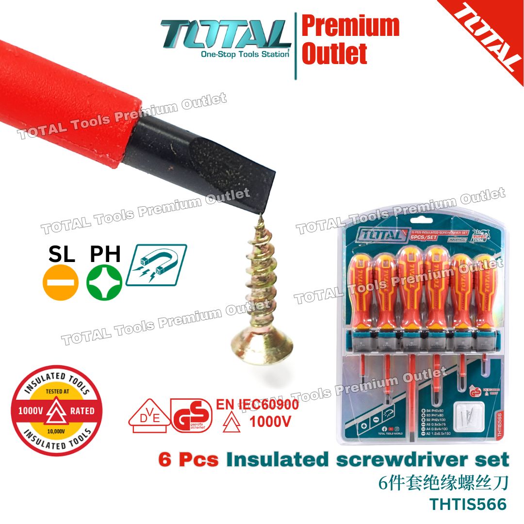 TOTAL Tools 6pcs insulated screwdriver set PH , SL, w/ Aluminum frame ...