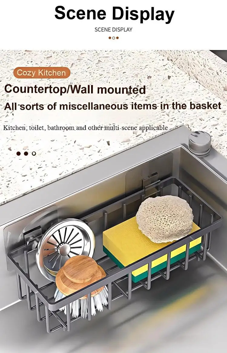 Kitchen Storage Rack Sink Drainer Rack Sponge Holder Sink Drainer Rack ...
