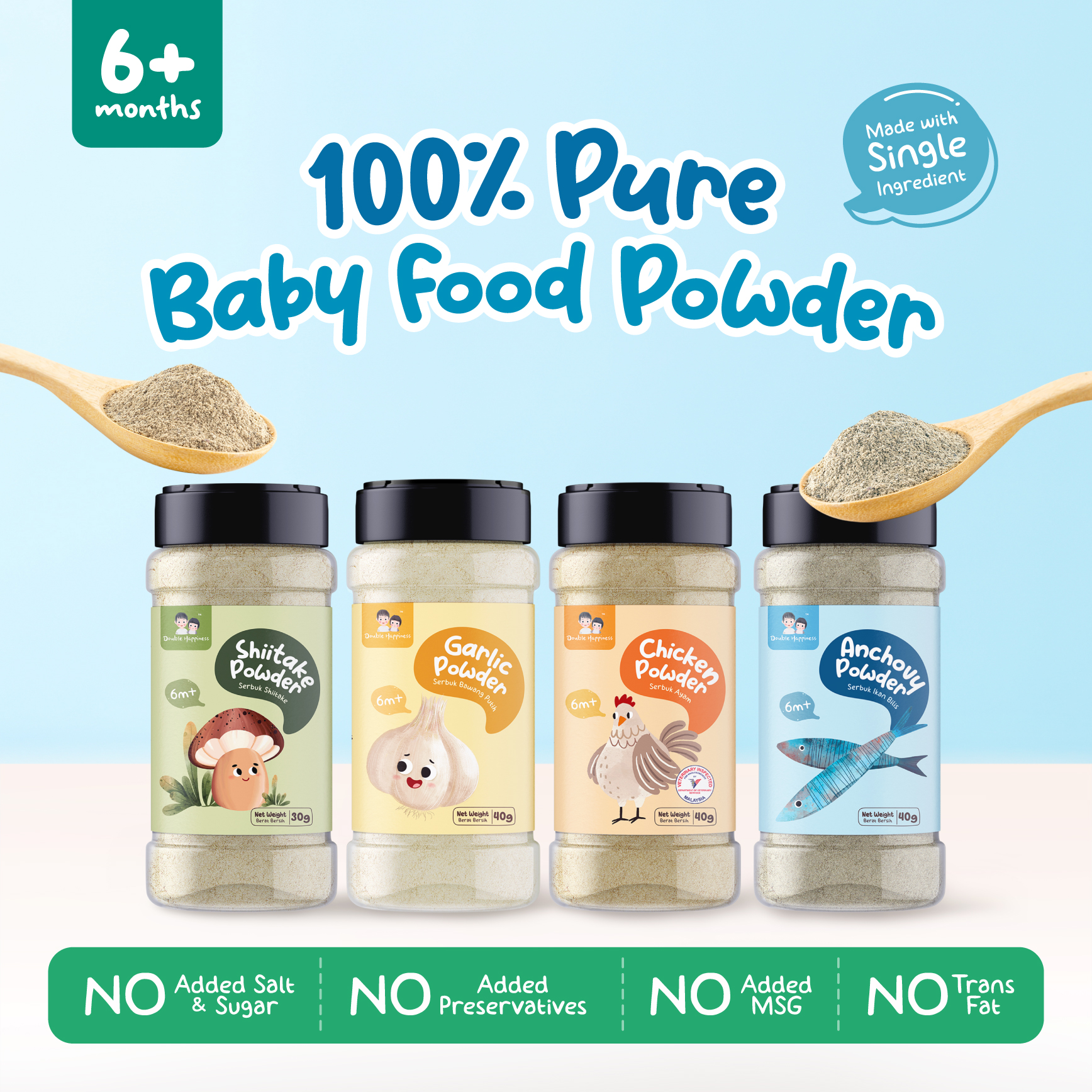 Double happiness baby seasoning powder / serbuk perasa makanan bayi ...