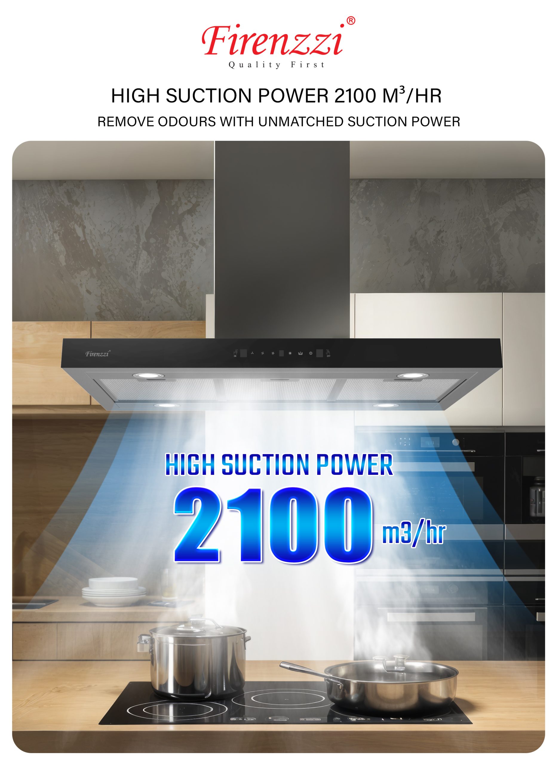 Firenzzi Chimney Hood Cooker Hood Sensor Touch FCH-6122 XP / Island ...