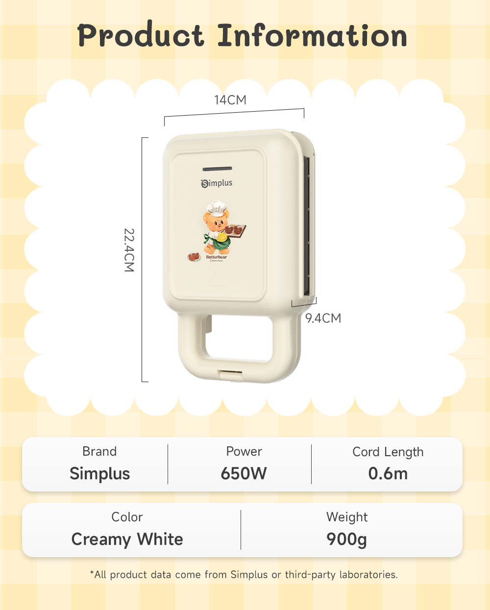 【Simplus×Butterbear】650W Sandwich Maker Breakfast Toast Maker Overheat ...