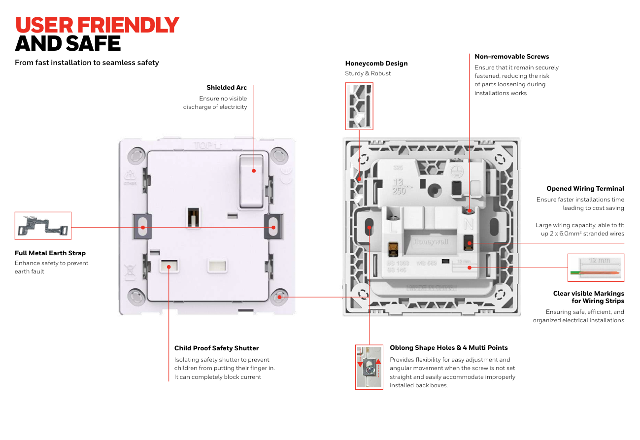 🔥NEW🔥MK HONEYWELL ELEGANT SWITCH & SWITCHES 13A/1G1W/2G1W/3G1W/4G1W/20A ...