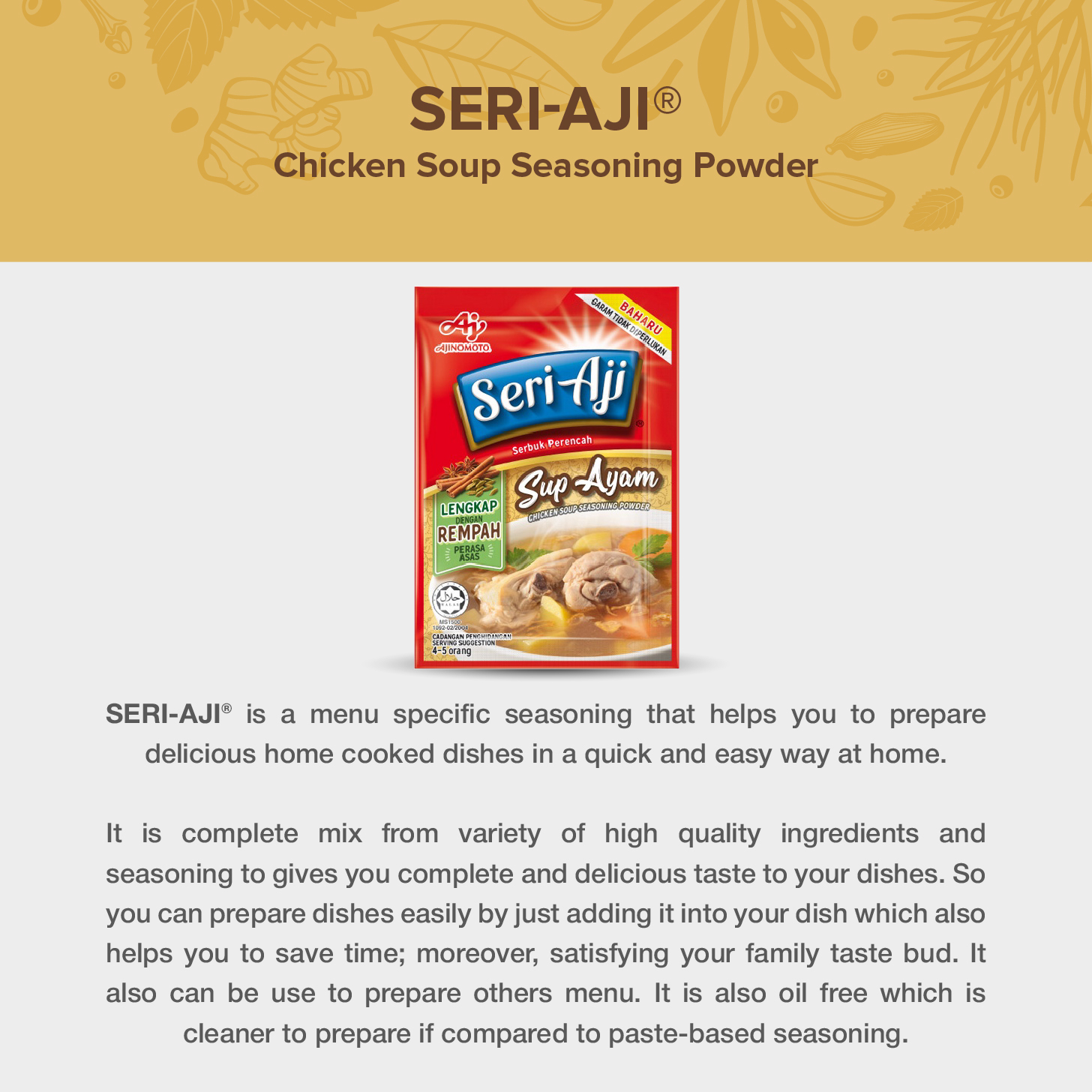 SERI-AJI® Perencah Sup Ayam (20g x 30 pack) | Shopee Malaysia