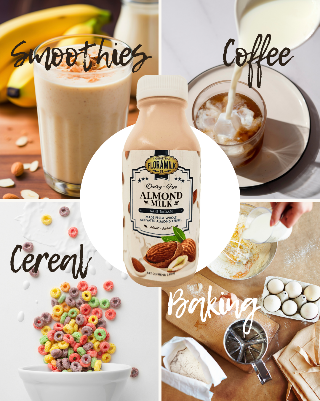 [Bundle of 6] FLORAMILK Unsweetened Whole Almond Milk 6 x 330ml | Vegan ...