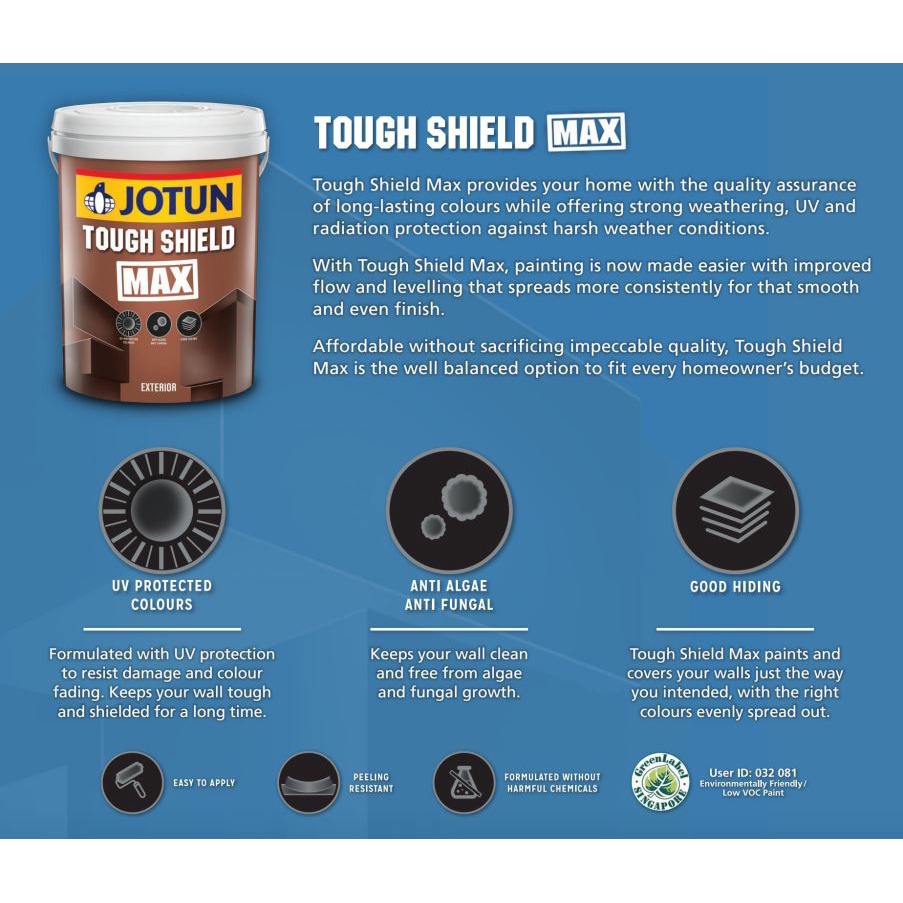 5L JOTUN Tough Shield Max (New) 5Liter Exterior Wall Paint CAT LUAR ...