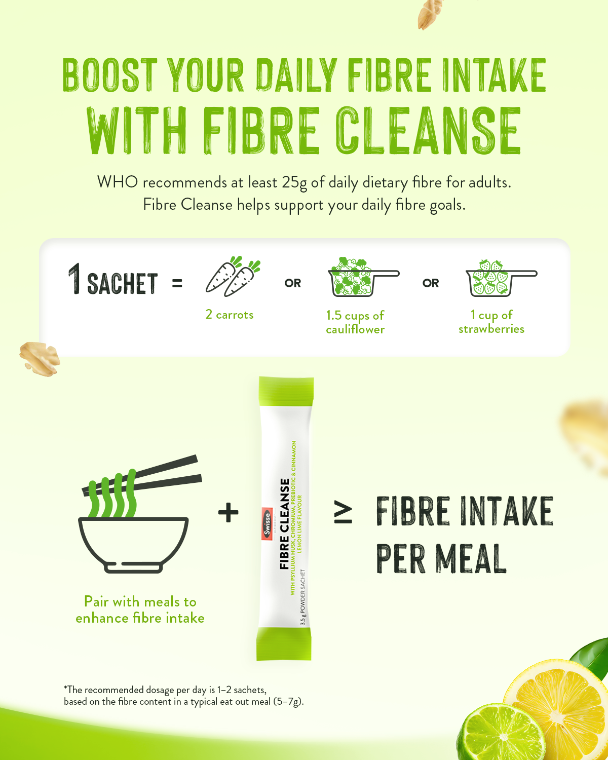 Swisse Ultiboost Fibre Cleanse 14 x 3.5g Oral Powder Sachets/Dual Detox ...