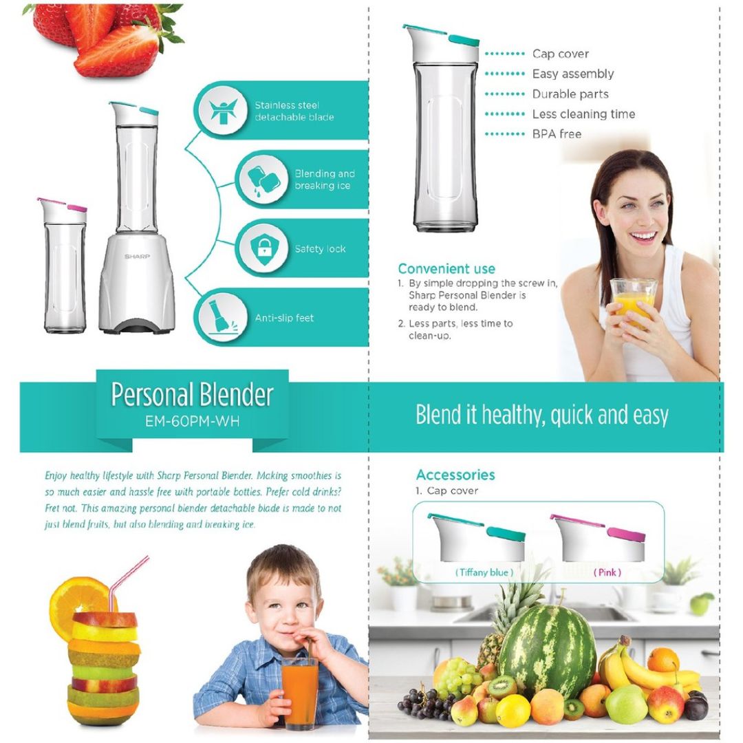Sharp Pengisar Jus - Personal Blender 300W EM60PMWH | Shopee Malaysia