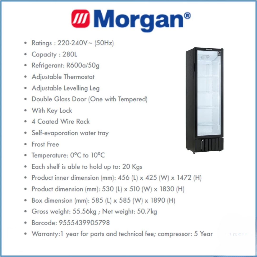 Morgan (280L) Showcase Display Chiller MCS-339 / Midea (310L) Showcase ...