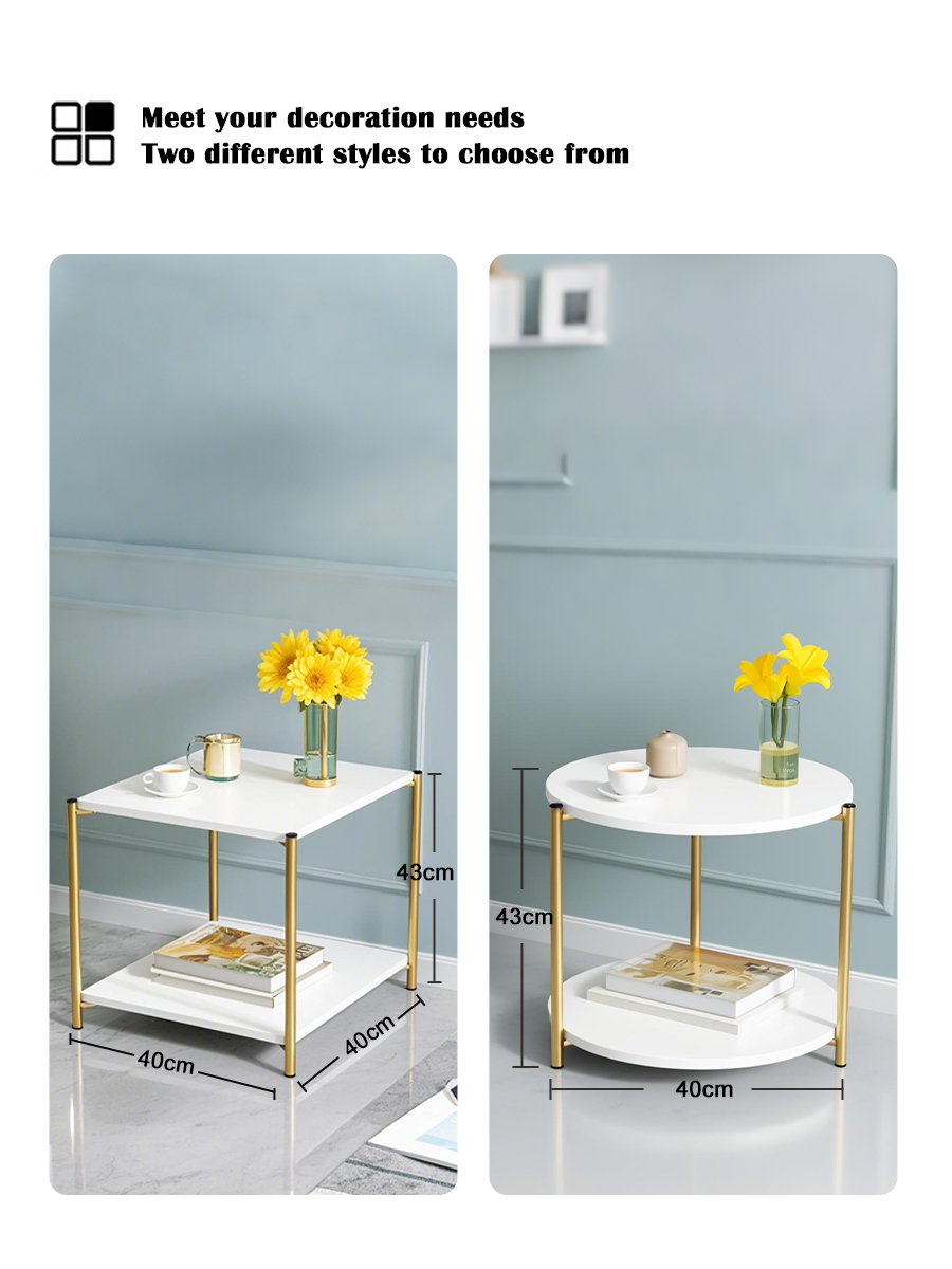 2 Layer Coffee Table Meja Bulat Round Home Side/Tea/Coffee Table Simple ...