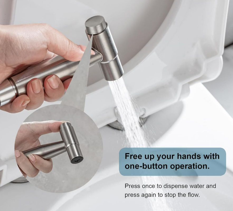 Bidet Spray Stainless Steel SUS 304 Toilet Press Type Hand Shower Spray ...