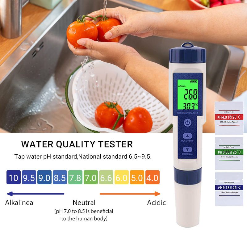 DIY MAX 5 in 1 Backlight TDS EC PH Salinity ORP S.G PH Tester ...