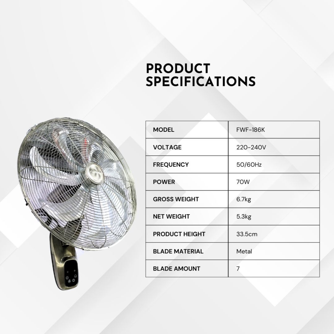 KHIND 18 INCH INDUSTRIAL WALL FAN WF1805 / FARADAY 18" Wall Fan FWF ...