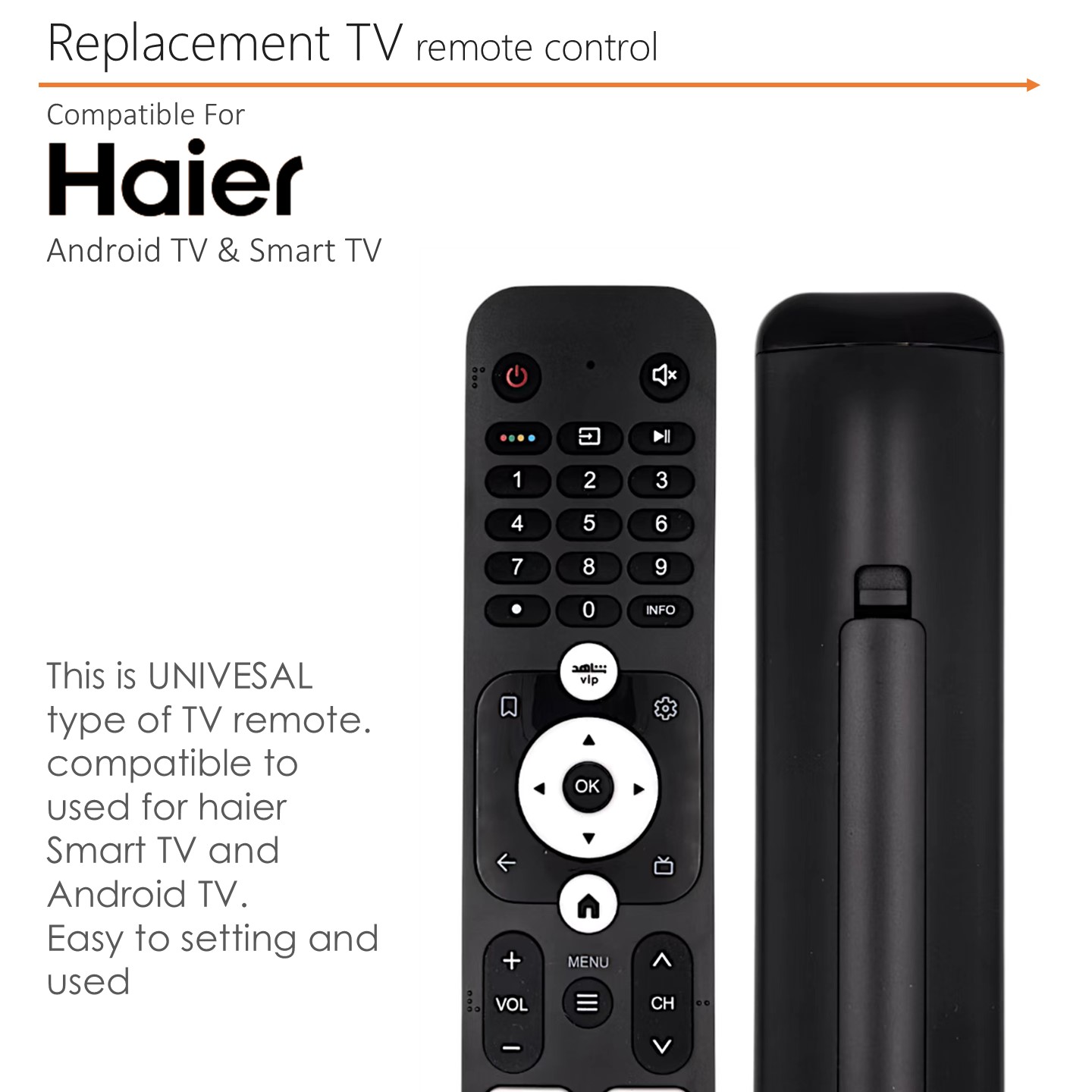 Replacement HAIER TV Remote Control For Haier Android TV & Smart TV ...