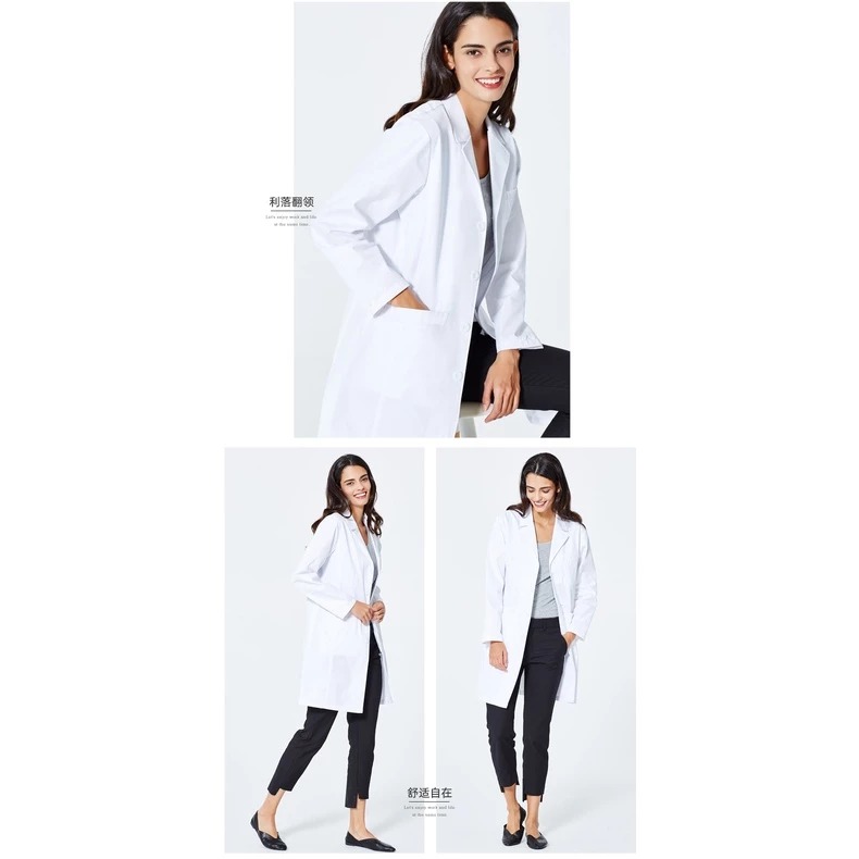[UNISEX] Lab Coat Long Sleeve / White Doctor Coat XS-XL, Baju Doktor ...
