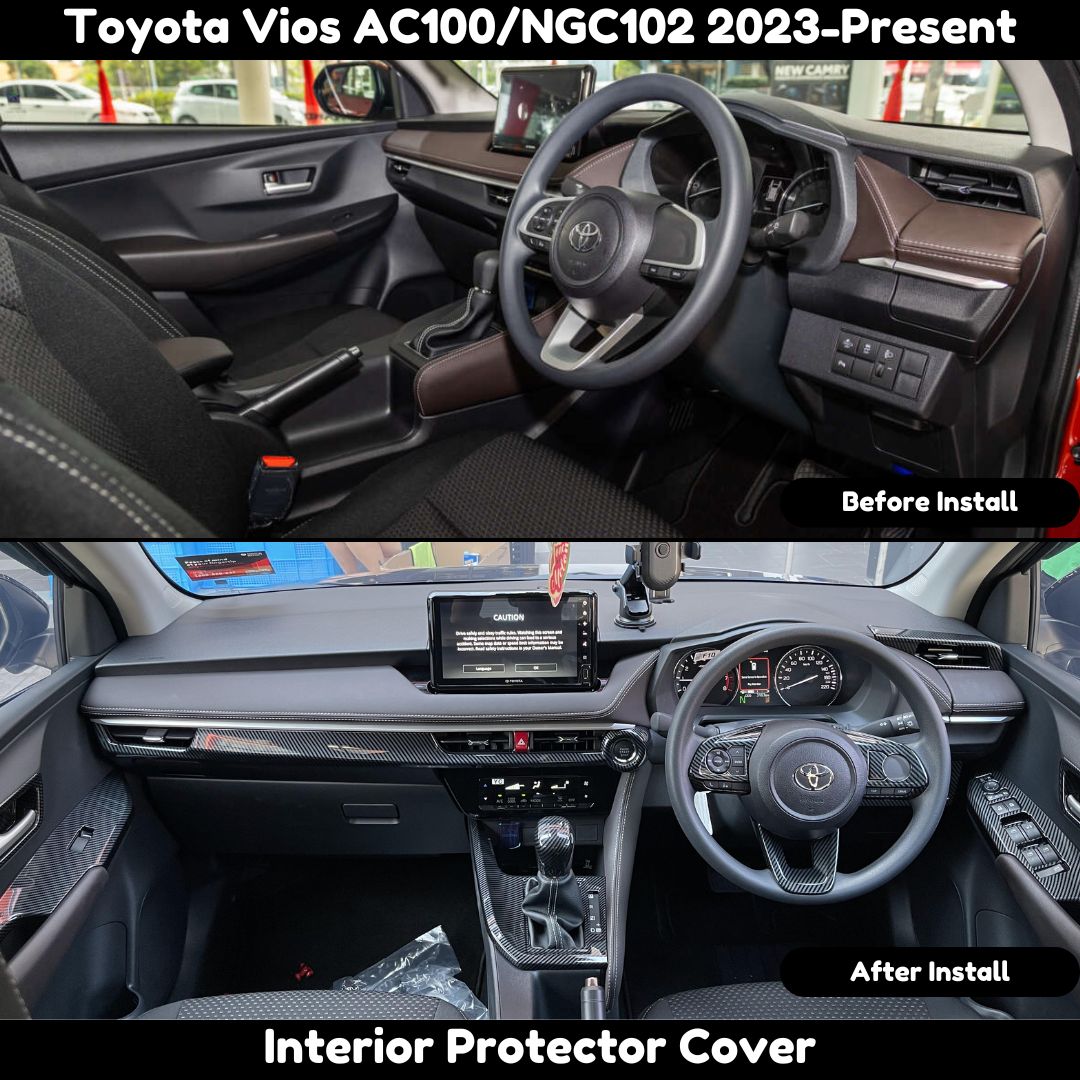 Toyota Vios NGC102/AC100 2023-2025+ Forged Carbon Trim&Glossy Black ...