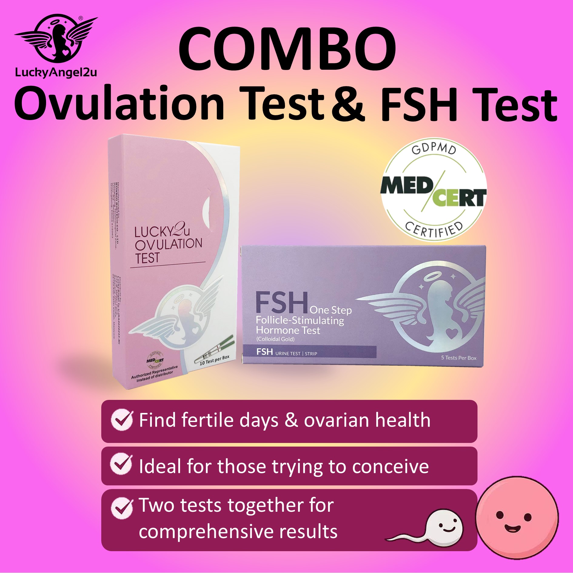 Lucky2u Ovulation+FSH test strip | fertility monitoring stimulates egg ...