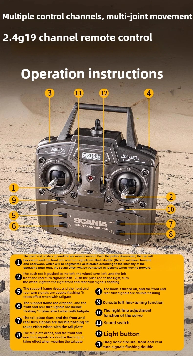 [NEW26] HUINA 1501 SCANIA 770S RC Tractor Truck 19CH Engineering ...