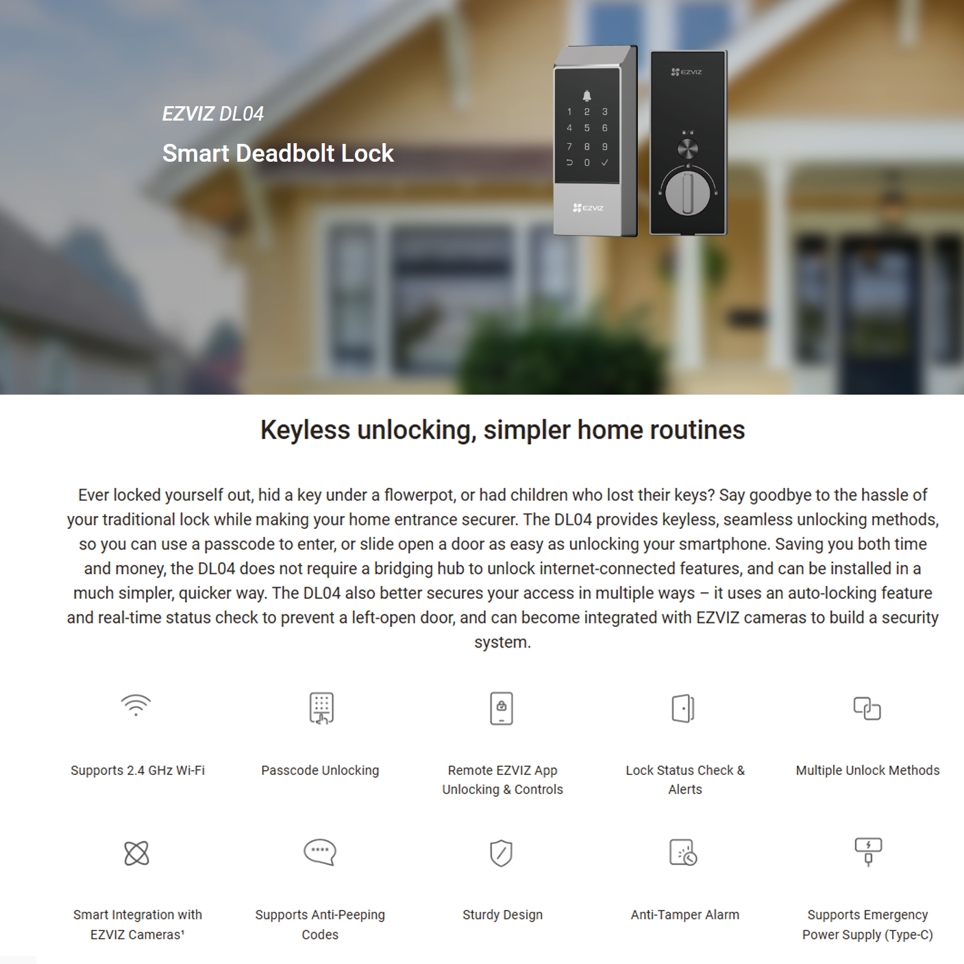 EZVIZ DL04 WiFi Smart Fingerprint Bolt Lock Weatherproof | Shopee Malaysia