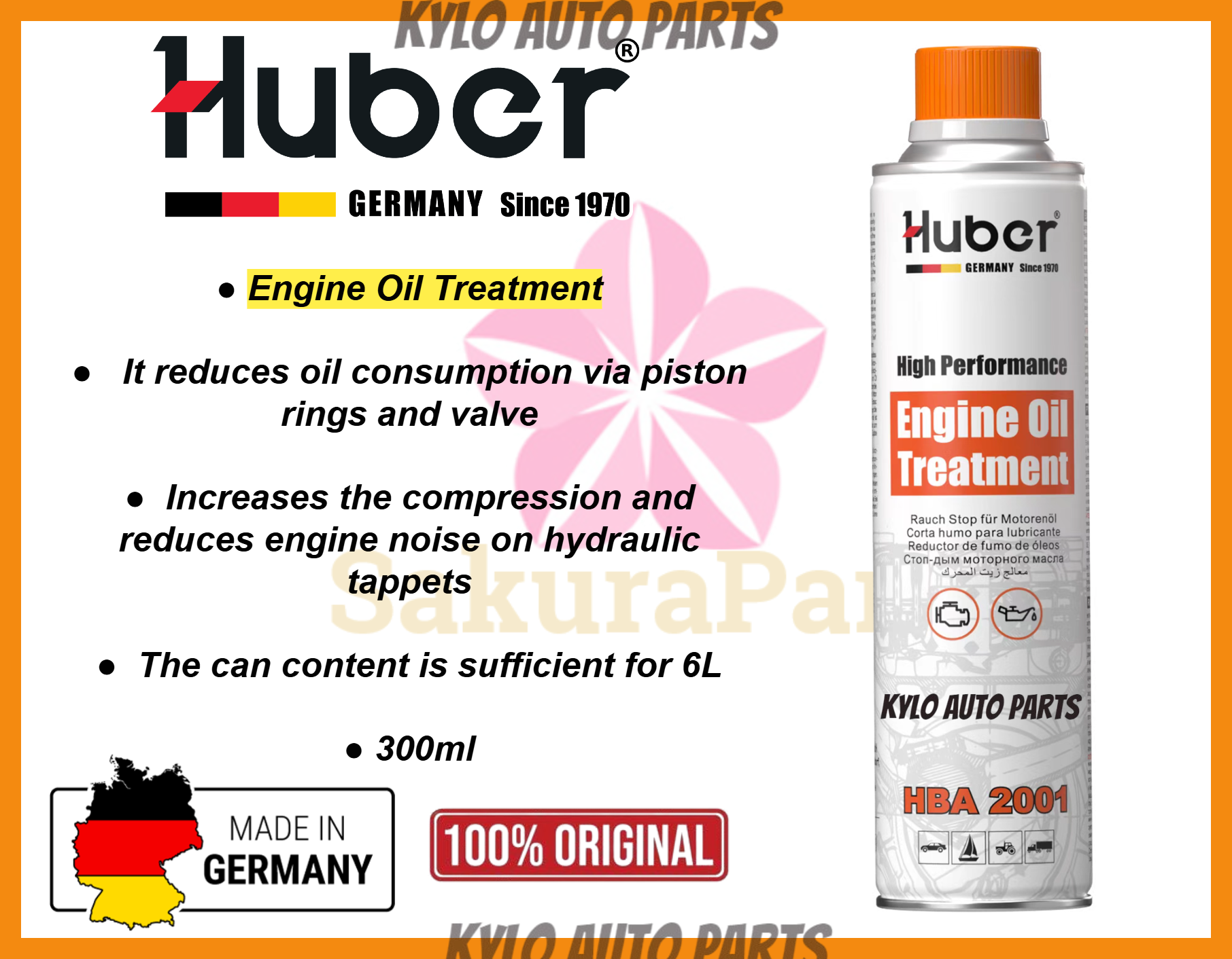 Huber High Performance Engine Oil Treatment 300ml (MADE IN GERMANY ...